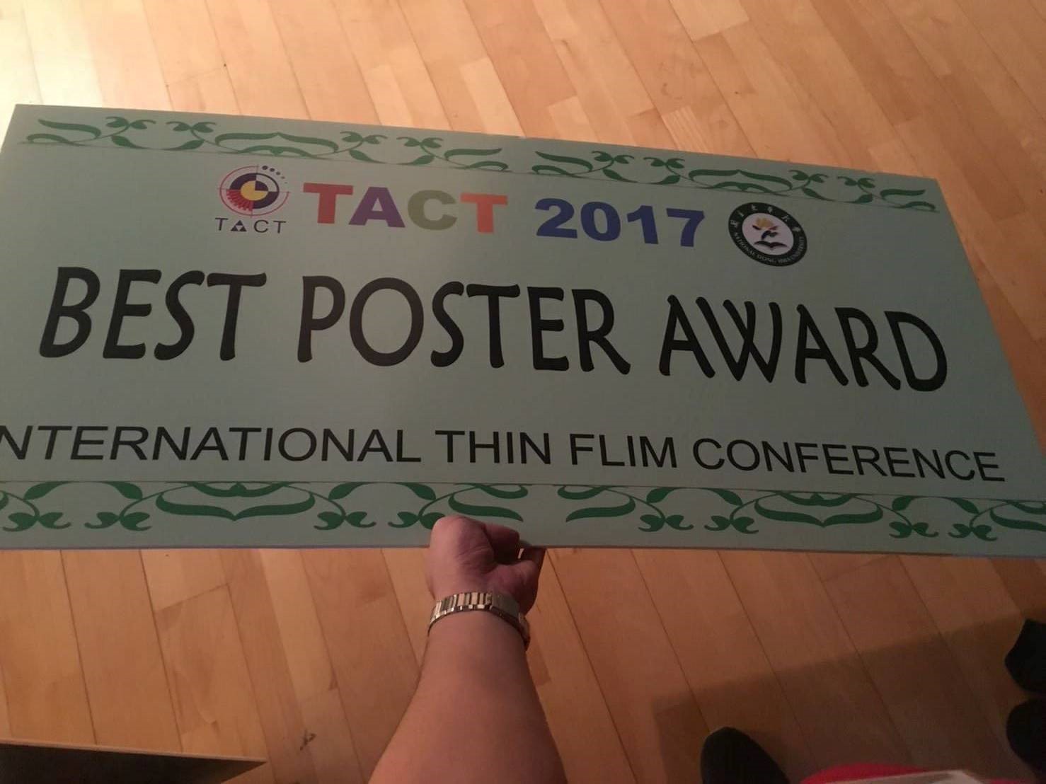 賀：謝建國老師指導黃楷宸同學參加2017 TACT獲獎Best Poster Award